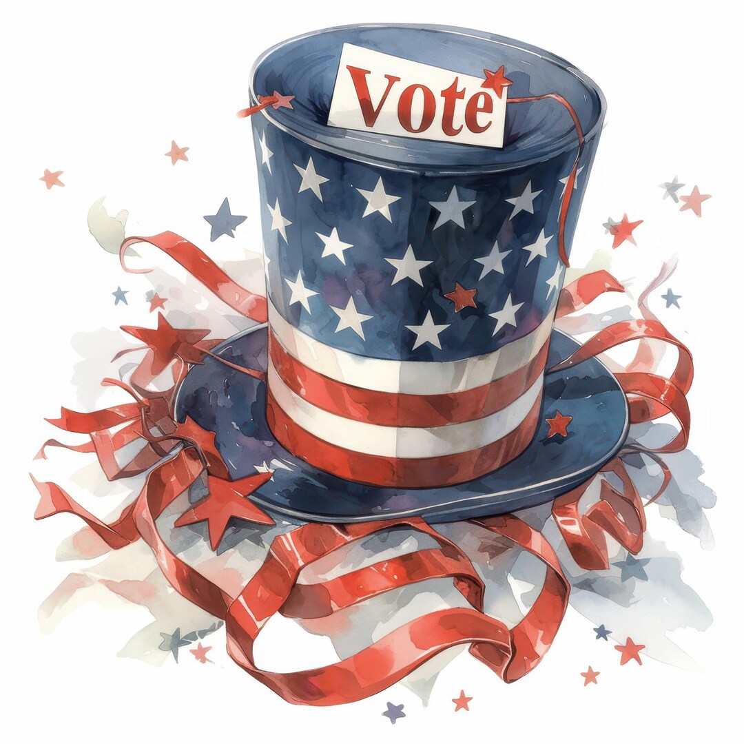 12 Patriotic Voting Hat Clipart Bundle, USA Election Celebration ...
