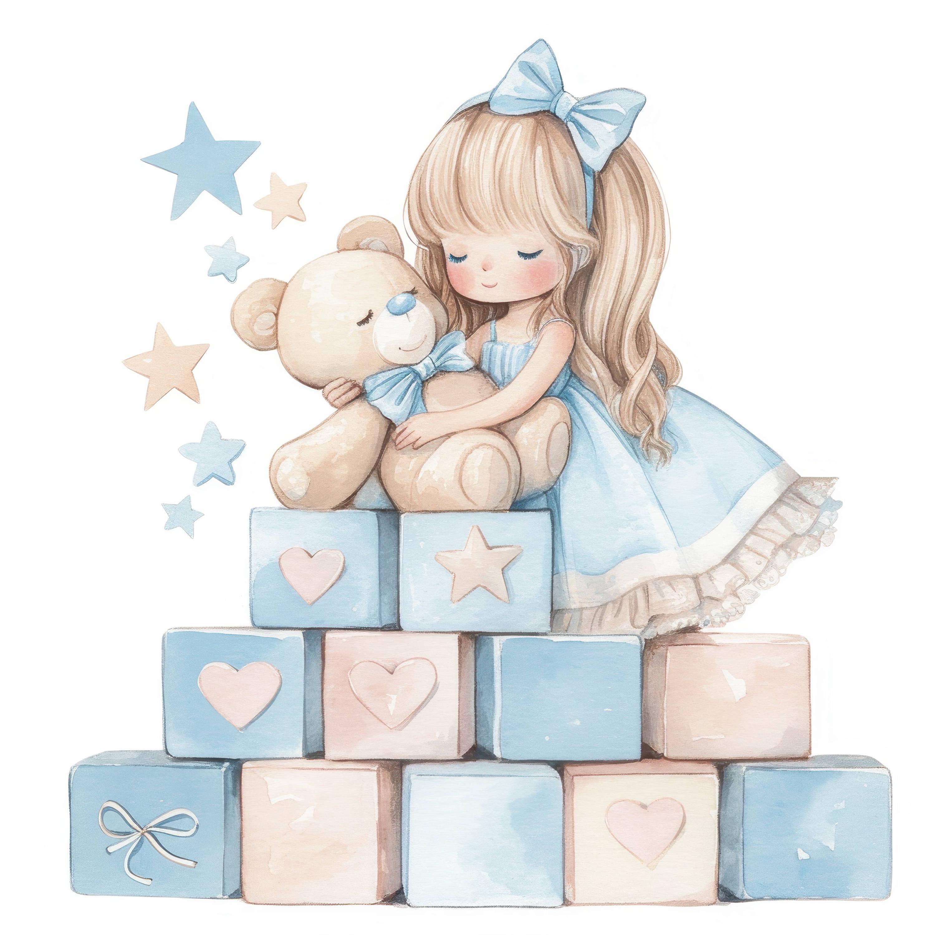 13 Baby Building Blocks Clipart Bundle, Wooden Blocks Design, Printable ...