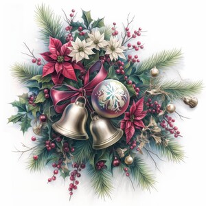 12 Christmas Bell Ornaments Cluster Clip Art, Christmas Decoration ...