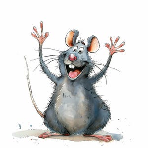 Crazy Happy Mouse Clipart 10 High Res Watercolor Jpgs for Junk ...