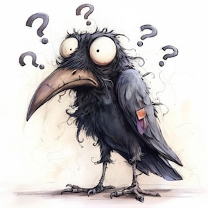 Cute Quirky Crow Clip Art 11 High Res Watercolor Jpgs for Junk Journals ...