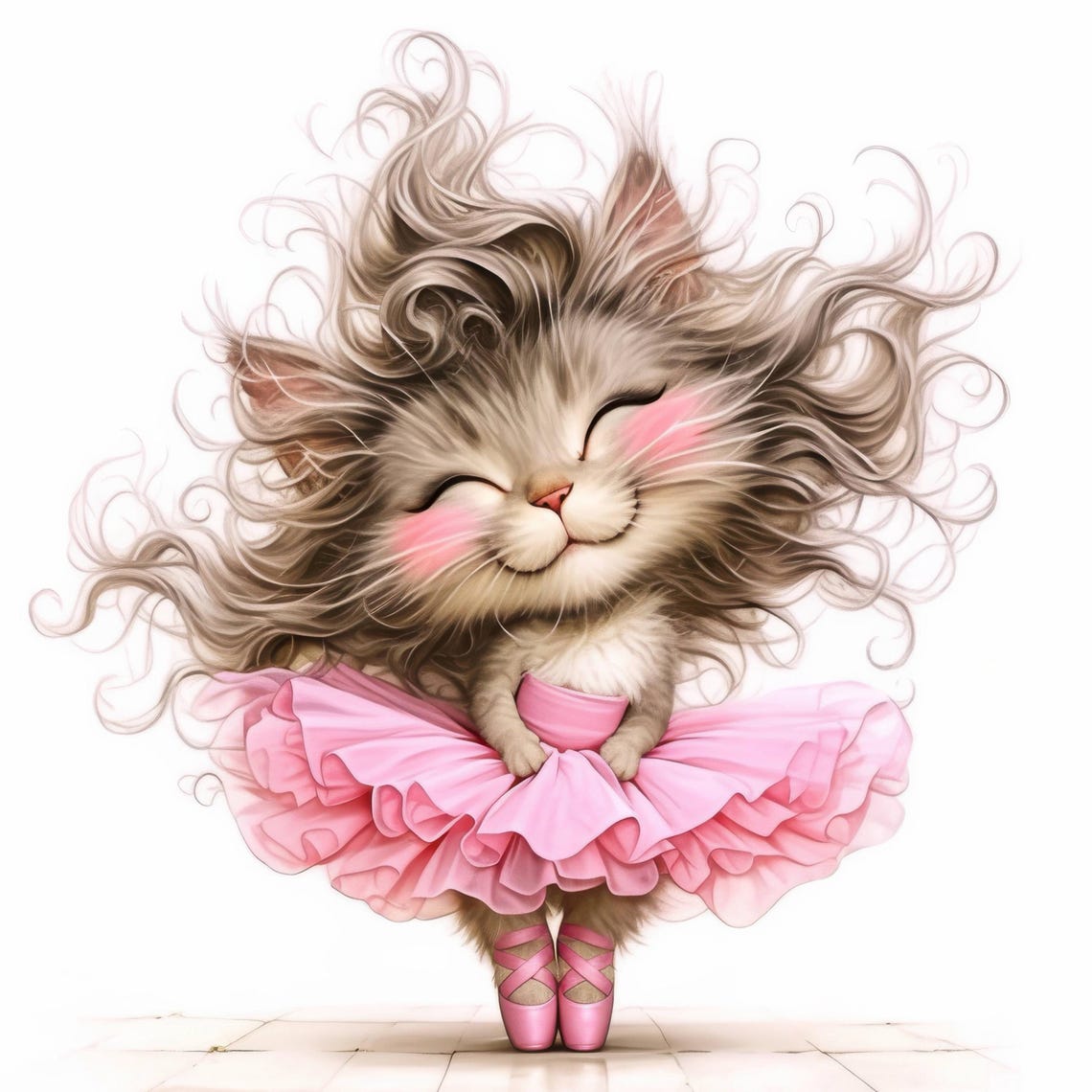 11 Kitten in Tutu Skirt Clipart | Little Cat | Printable Watercolor ...