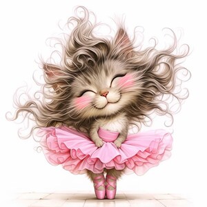 11 Kitten in Tutu Skirt Clipart | Little Cat | Printable Watercolor ...