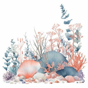 10 Coral Reef Clipart Bundle, Ocean Floor Elements, Printable ...
