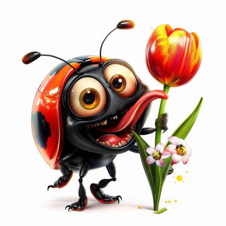 16 Quirky Ladybug Clip Art Printable Watercolor Illustrations High ...