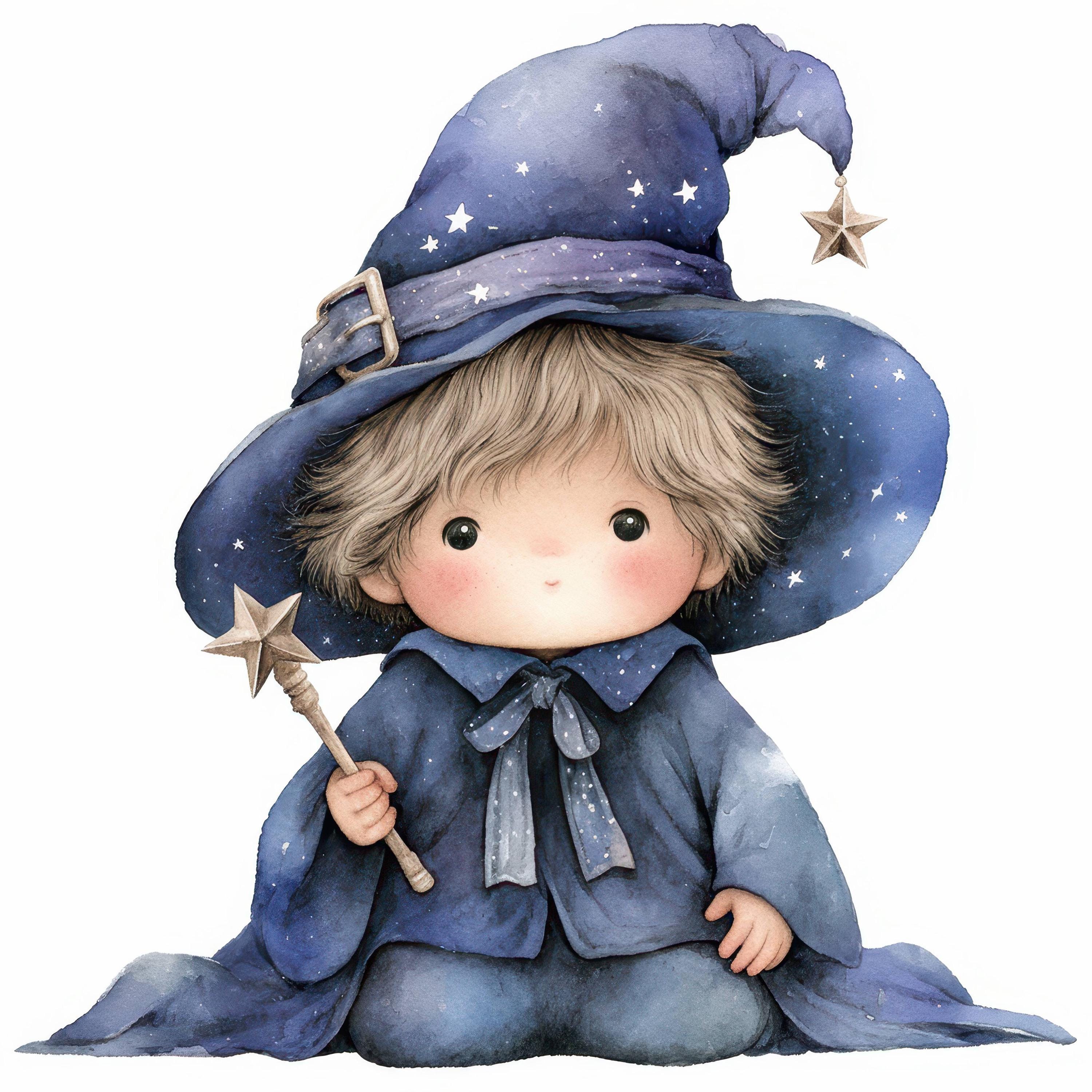 13 Spooky Cute Boy Wizard Clipart, Pastel Wizard Boy Illustration ...