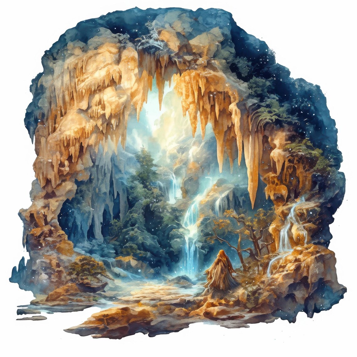11 Cave Stalactites Clipart Bundle, Illuminated Cave Interior ...