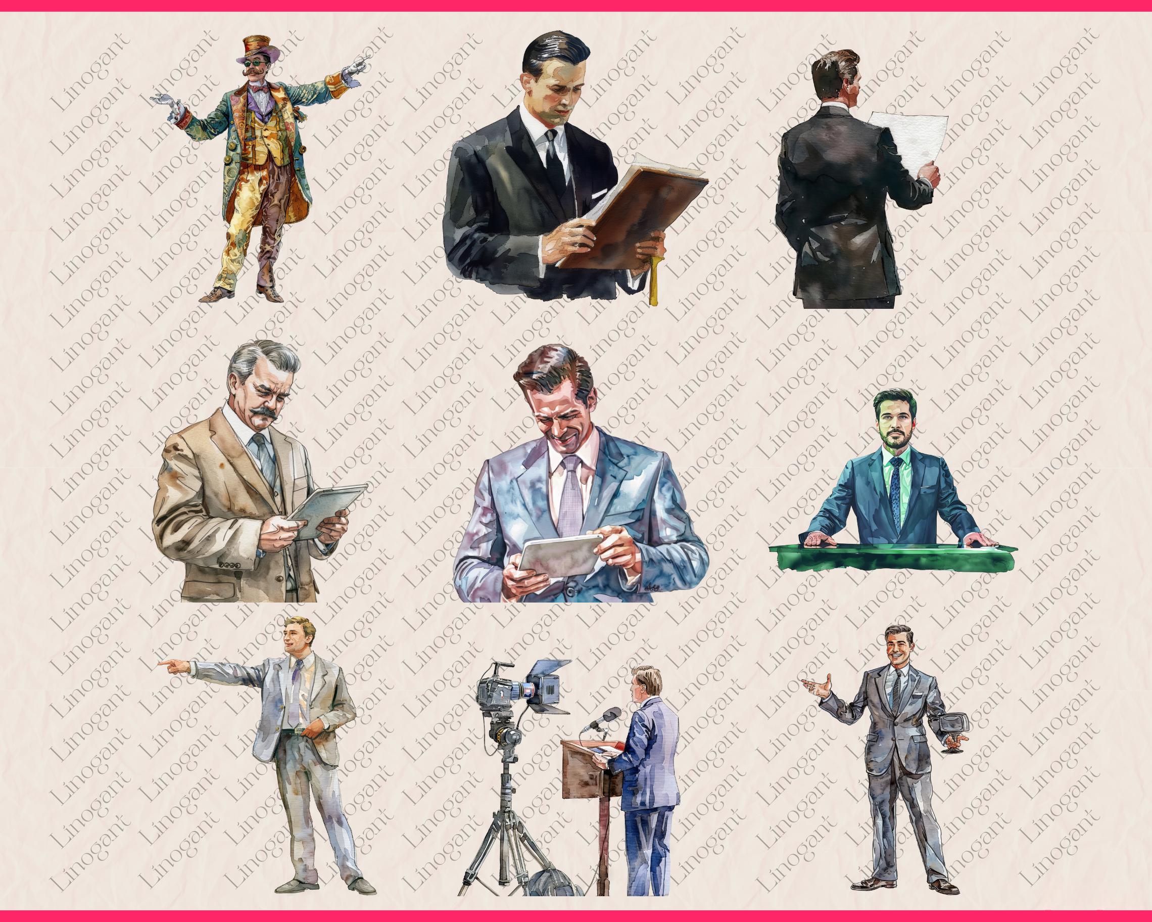 18 PNG Anchorman Clipart TV Presenter Clipart, Showman With Suit ...