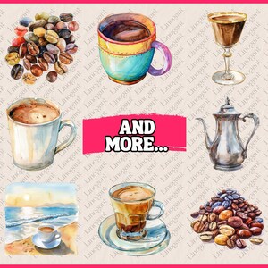 Watercolor Coffee Clipart Bundle PNG, Java Clip Art Set, Glass, Cup ...