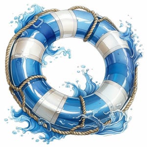 Life Buoy Clipart 10 High Res Watercolor Jpgs, Junk Journaling, Card ...
