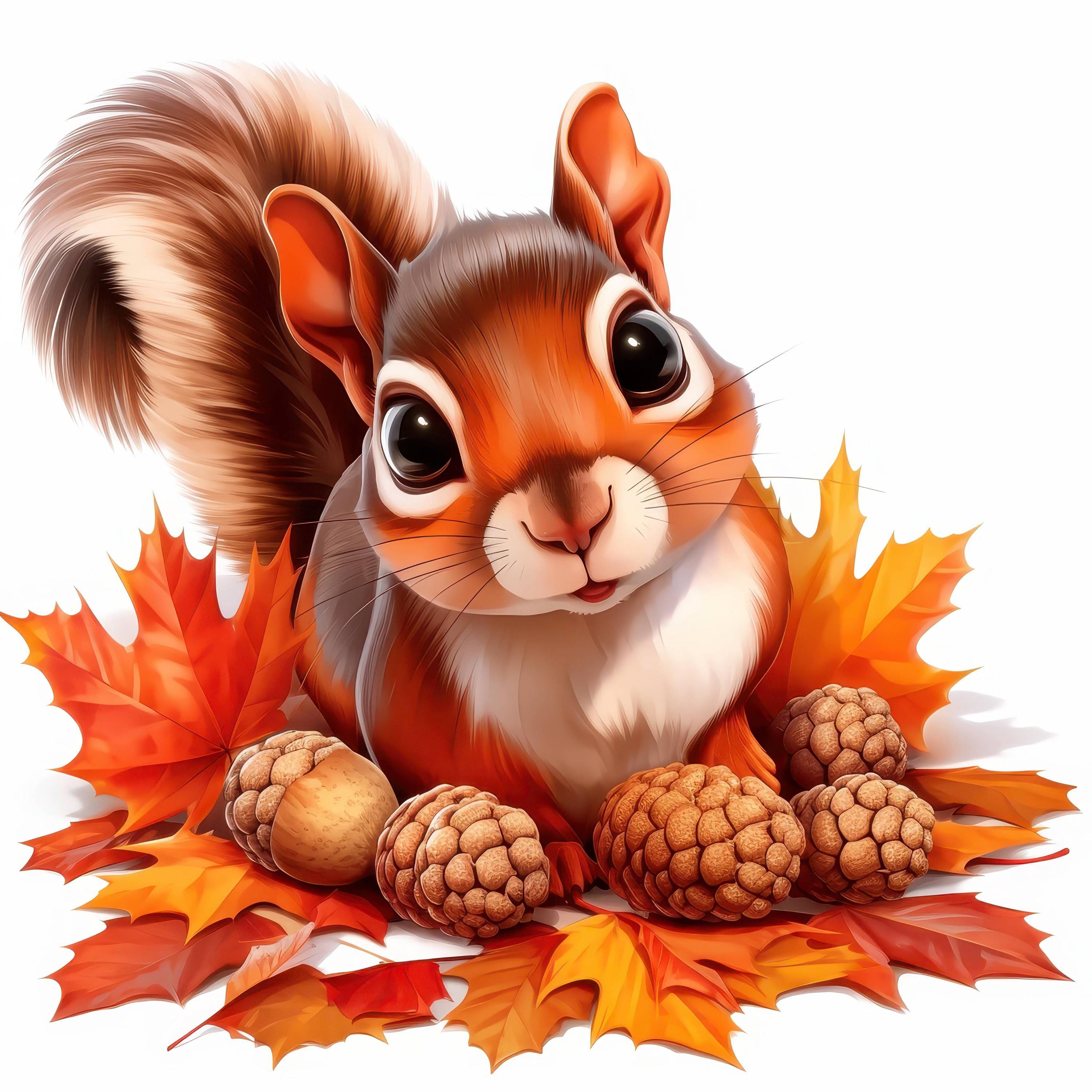 11 Cute Fall Squirrel Clipart Bundle, Autumn Woodland Animal ...