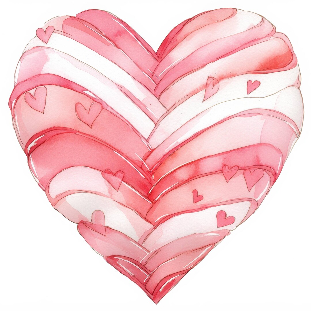 15 Pink Heart Clipart Bundle, Soft Pastel Heart Illustration, Printable ...