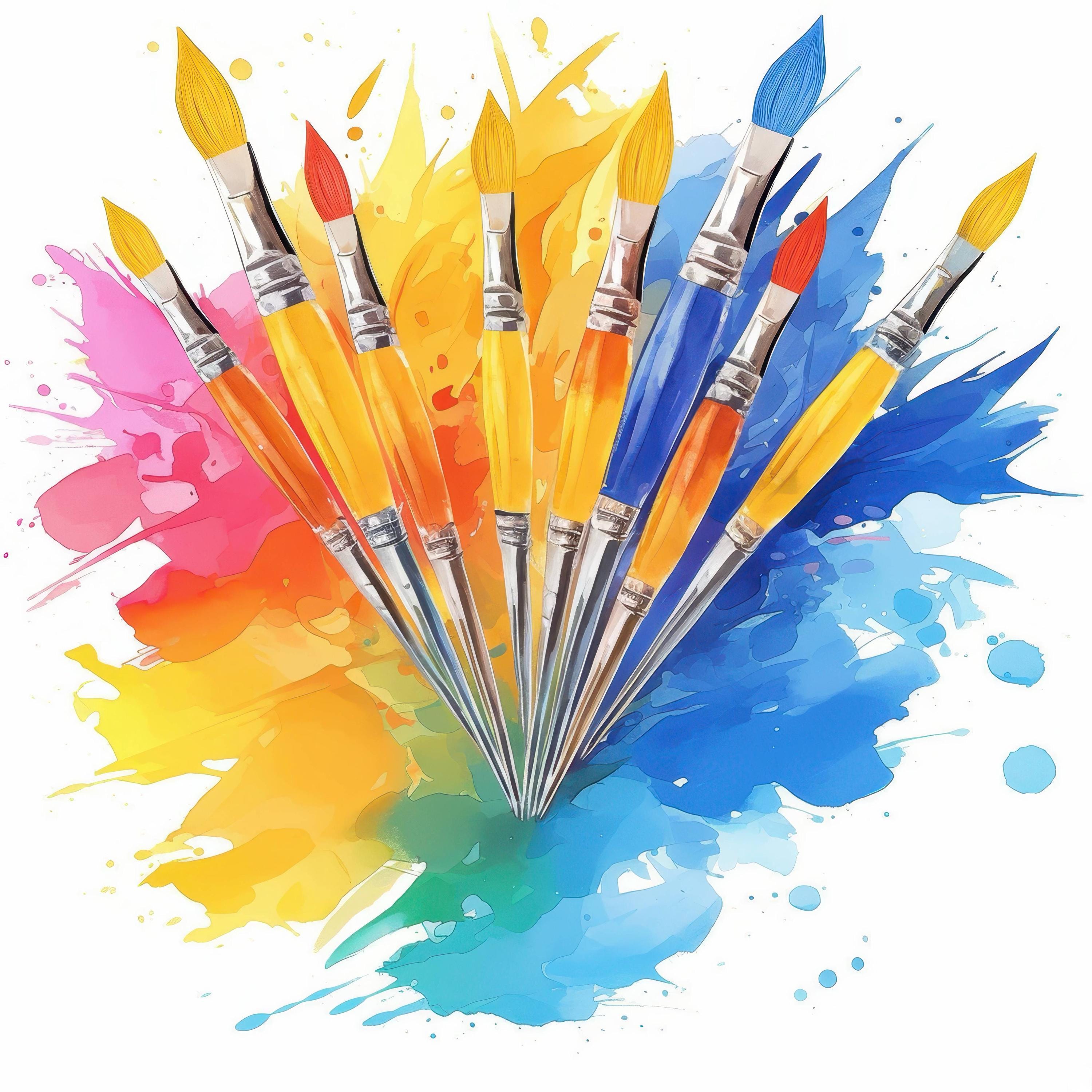18 Paint Brushes Clipart Bundle, Artistic Watercolor Tools Illustration ...