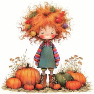 Whimsical Pumpkin Kid Clip Art 14 High Res Watercolor Jpgs Junk ...