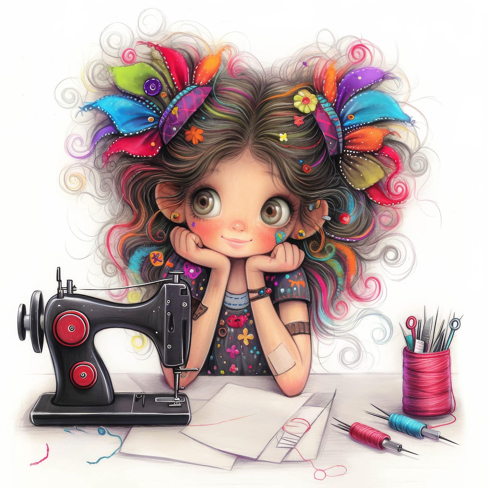 Whimsical Sewing Clip Art 10 High Res Watercolor Jpgs for Junk ...