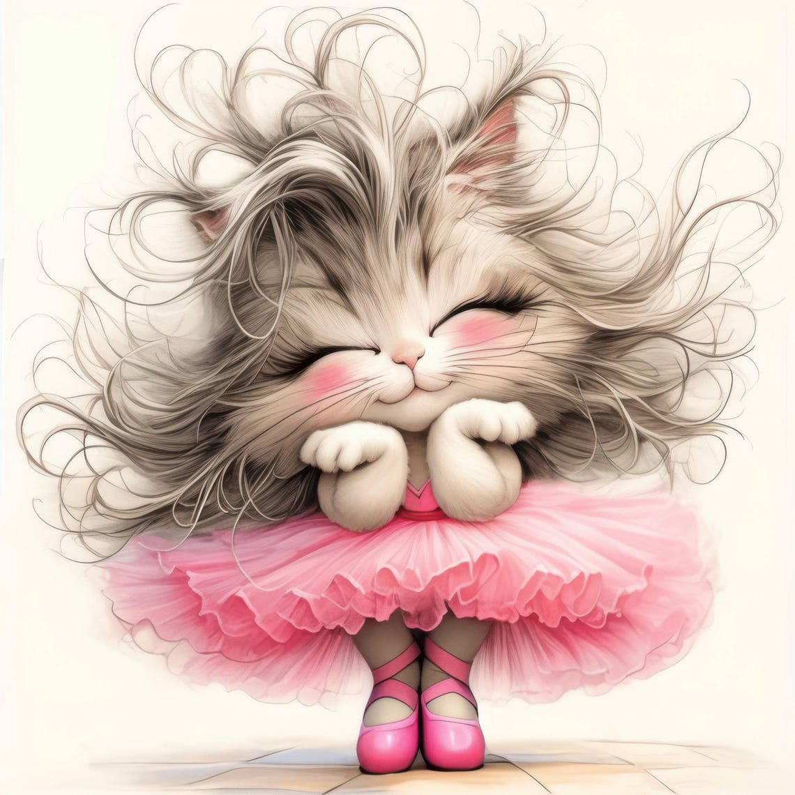 11 Kitten in Tutu Skirt Clipart | Little Cat | Printable Watercolor ...