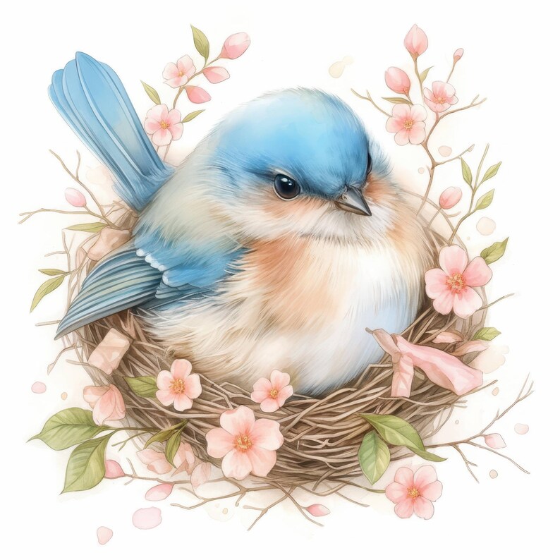 10 Spring Bluebird Clipart Bundle, Songbird Illustration, Printable ...