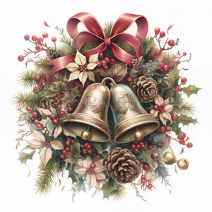 12 Christmas Bell Ornaments Cluster Clip Art, Christmas Decoration ...