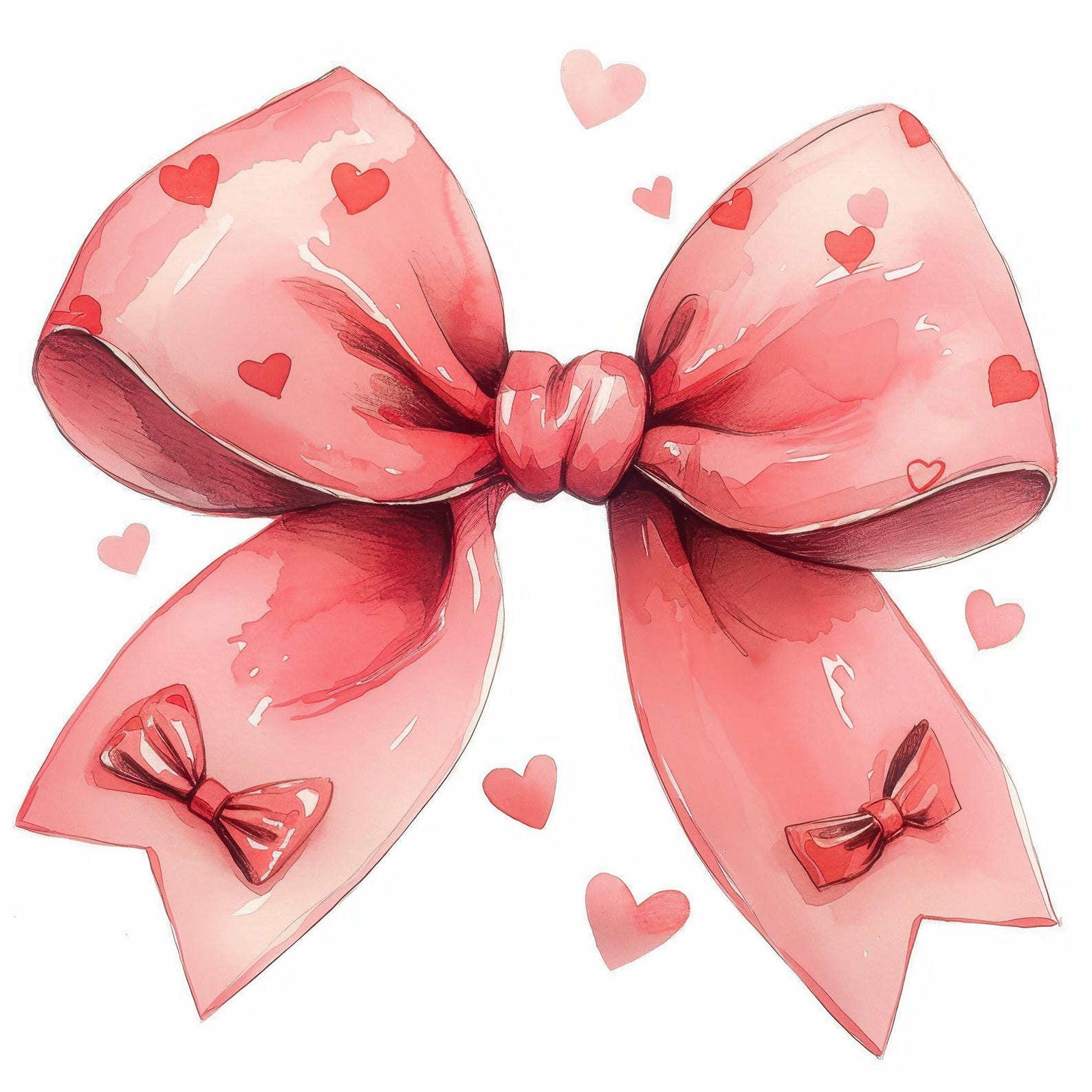 11 Heart Bow Pattern Watercolor Clipart, Romantic Embellishment ...