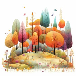 Whimsical Autumn Woodland Clip Art 10 High Res Watercolor Jpgs for Junk ...