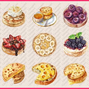 46 Crumpet Clipart | British Food Illustrations | Printable Watercolor ...