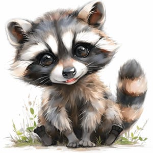 13 Cute Raccoon Clipart Bundle, Adorable Forest Animal Illustration ...
