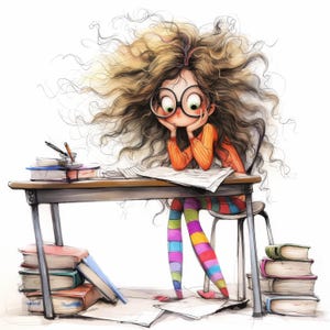 Quirky Student Clipart 11 High Res Watercolor Jpgs for Junk Journaling ...