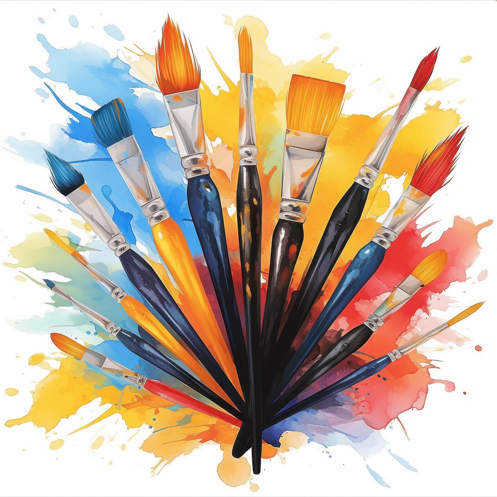 18 Paint Brushes Clipart Bundle, Artistic Watercolor Tools Illustration ...