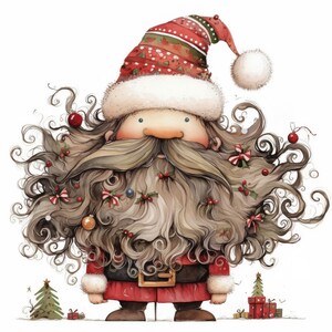 Whimsical Scruffy Santa Clip Art 10 High Res Watercolor Jpgs Junk ...