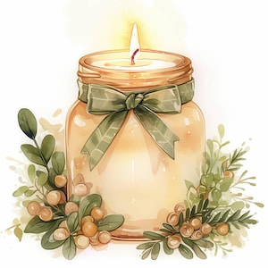 15 Cozy Winter Candle Clipart, Candles With Greenery Design, Printable ...