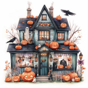 Whimsical Halloween Shopping Clip Art 10 High Res Watercolor Jpgs for ...