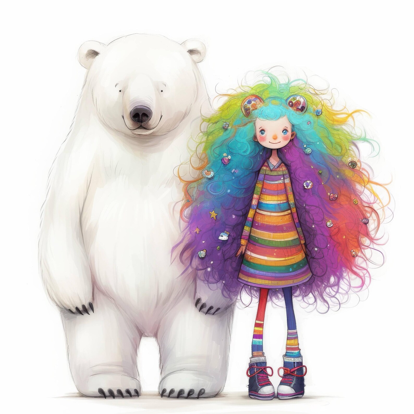 Quirky Polar Bear Clipart 11 High Res Watercolor Jpgs for Junk Journals ...