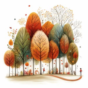 Rustic Fall Trees Clip Art 10 High Res Watercolor Jpgs for Junk ...