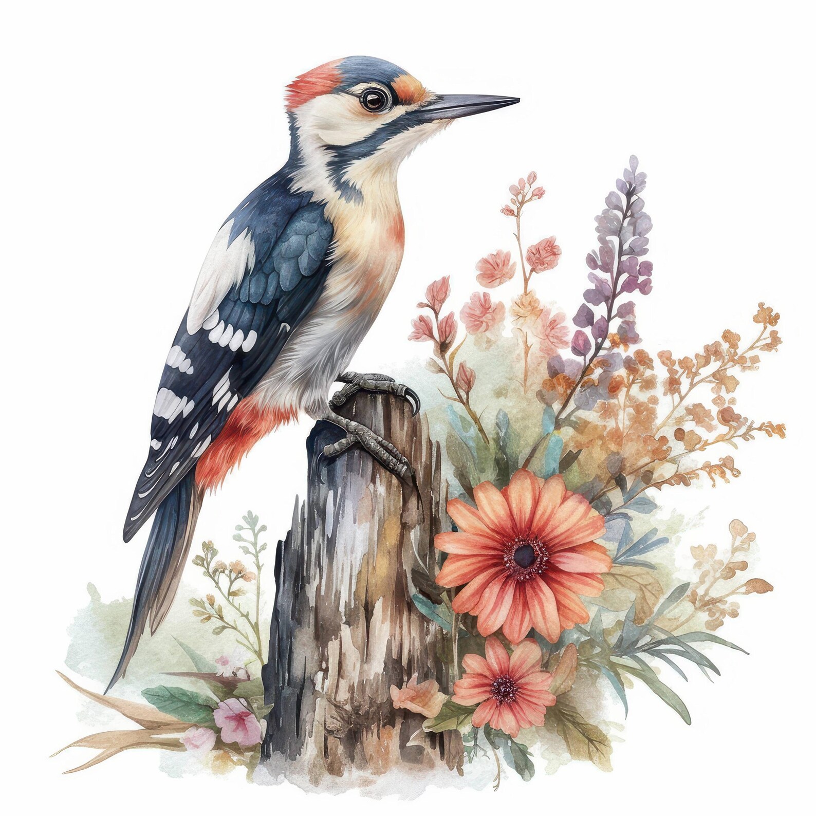 12 Cute Woodpecker Clipart Bundle, Woodland Bird Illustration ...