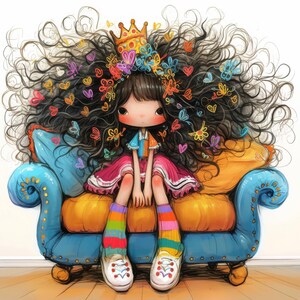 Quirky Queen Girl Clip Art 10 High Res Watercolor Jpgs for Junk ...
