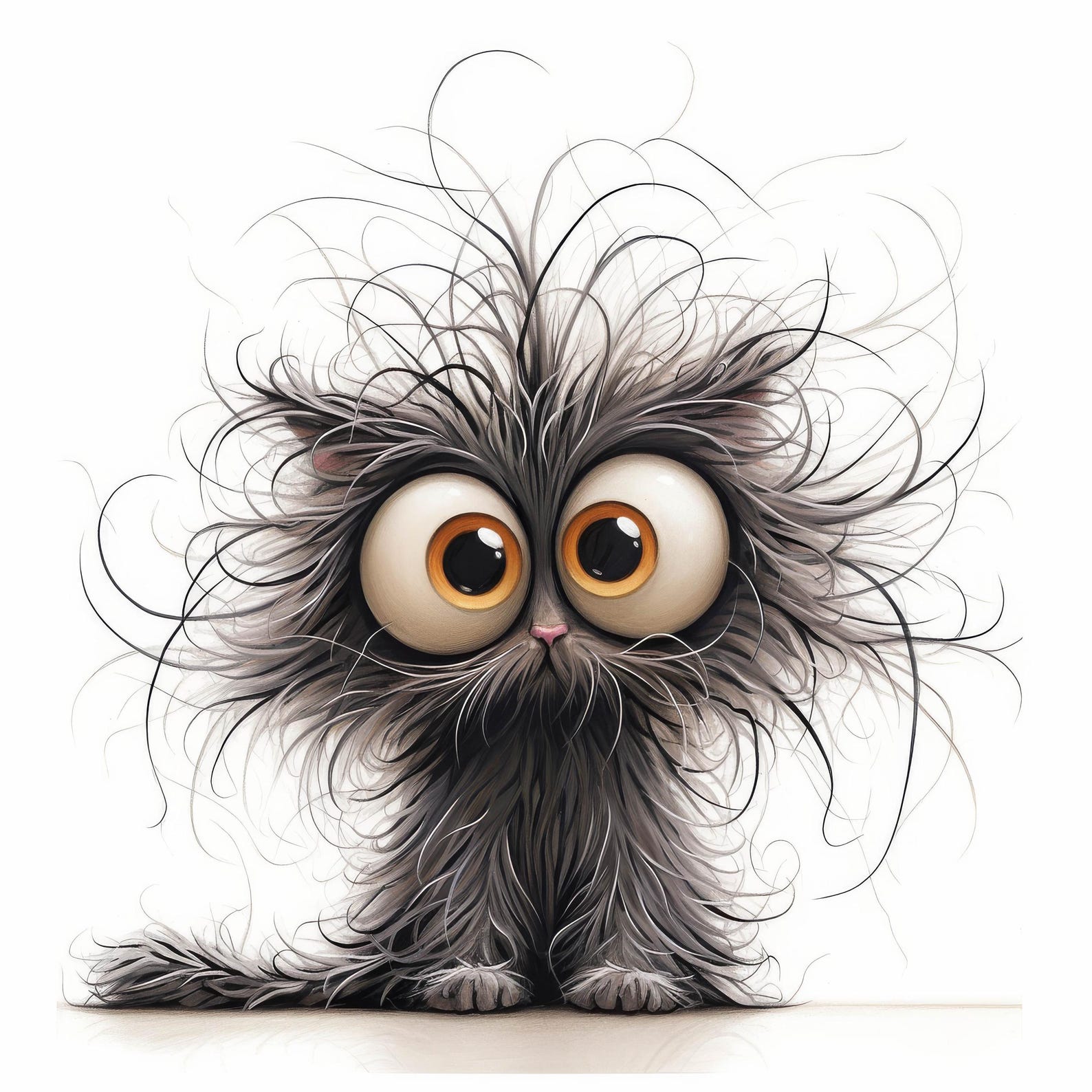 Frazzled Cat Clip Art 15 High Res Watercolor Jpgs Junk Journaling ...