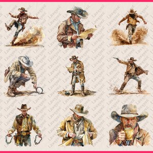 Watercolor Western Sheriff Clipart Bundle, Sheriff Riding Horse Clip ...