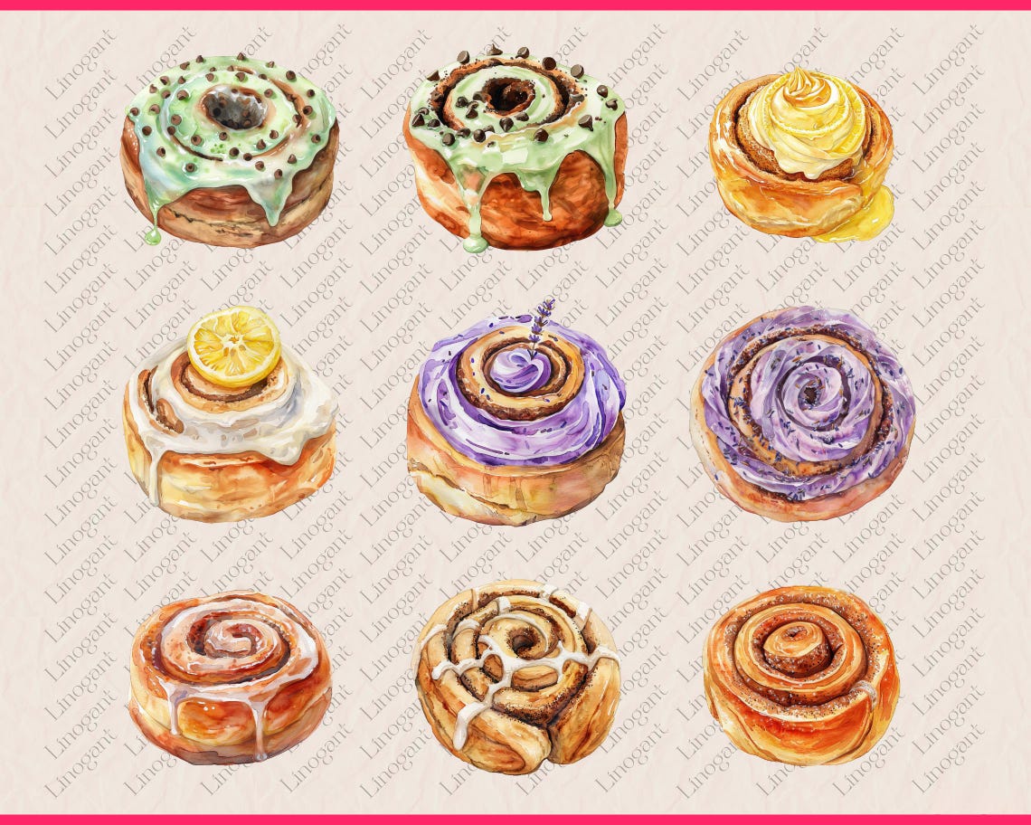 59 Cinnamon Roll Clipart | Bake Food Illustration | Printable ...