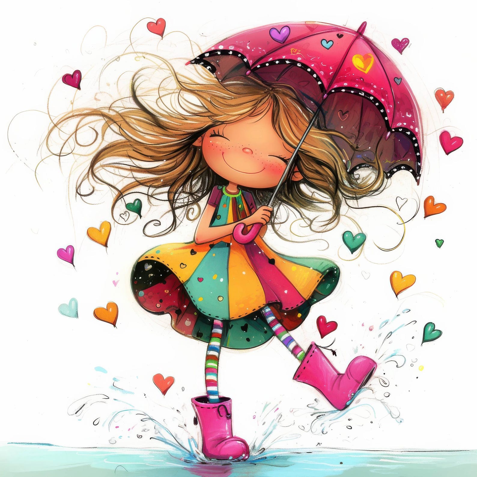 Whimsical Heart Drops Clip Art 10 High Res Watercolor Jpgs for Junk ...