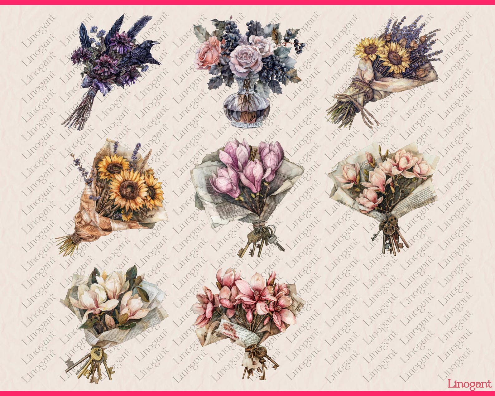 53 PNG Gothic Flower Bouquet Clipart, Floral Clipart With Dark Elements ...