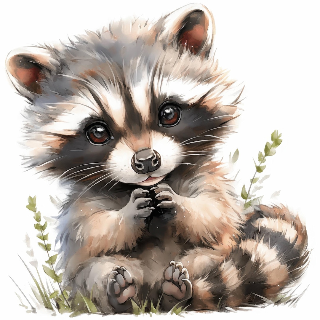 13 Cute Raccoon Clipart Bundle, Adorable Forest Animal Illustration ...