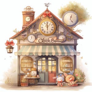 Dreamy Clock Store Clip Art 13 High Res Watercolor Jpgs for Junk ...
