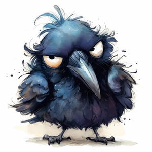 Grumpy Crow Clip Art 10 High Res Watercolor Jpgs Junk Journals ...