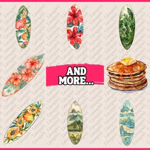 Watercolor Surfboard Clipart Bundle, Summer PNG Clip Art Set,surfing ...