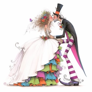 Quirky Romantic Couple Clip Art 12 High Res Watercolor Jpgs Junk ...