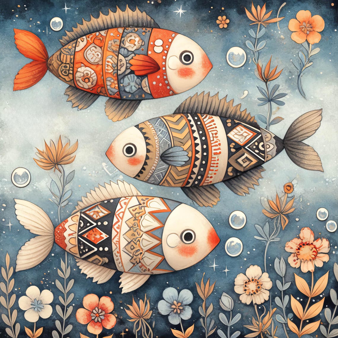 Calico Undersea Digital Paper Clip Art 13 High Res Watercolor Jpgs Junk ...