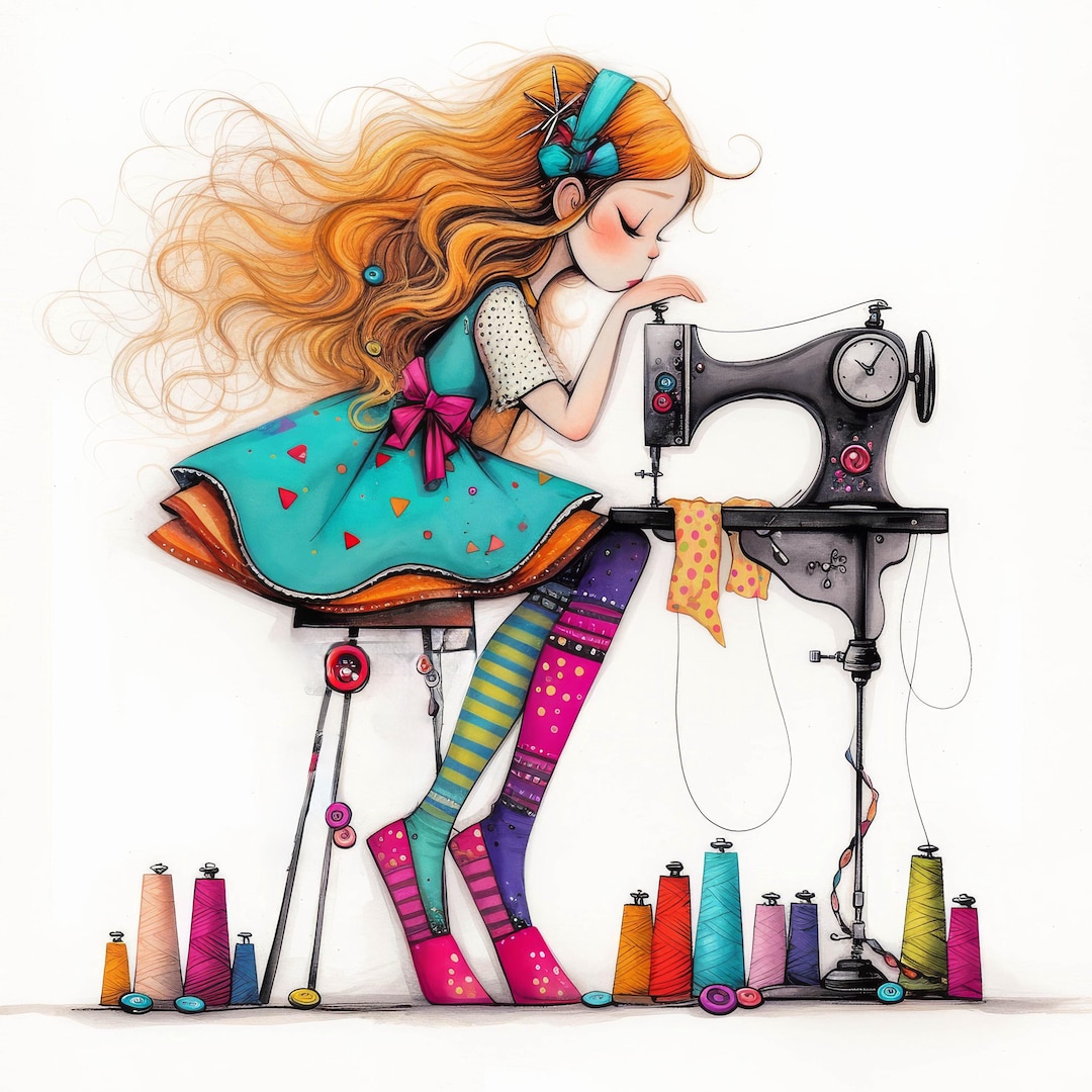 Quirky Sewing Clip Art 10 High Res Watercolor Jpgs for Junk Journaling ...