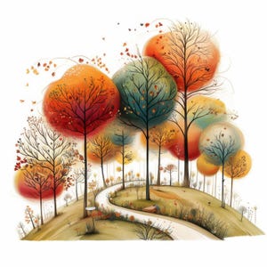 Rustic Fall Trees Clip Art 10 High Res Watercolor Jpgs for Junk ...