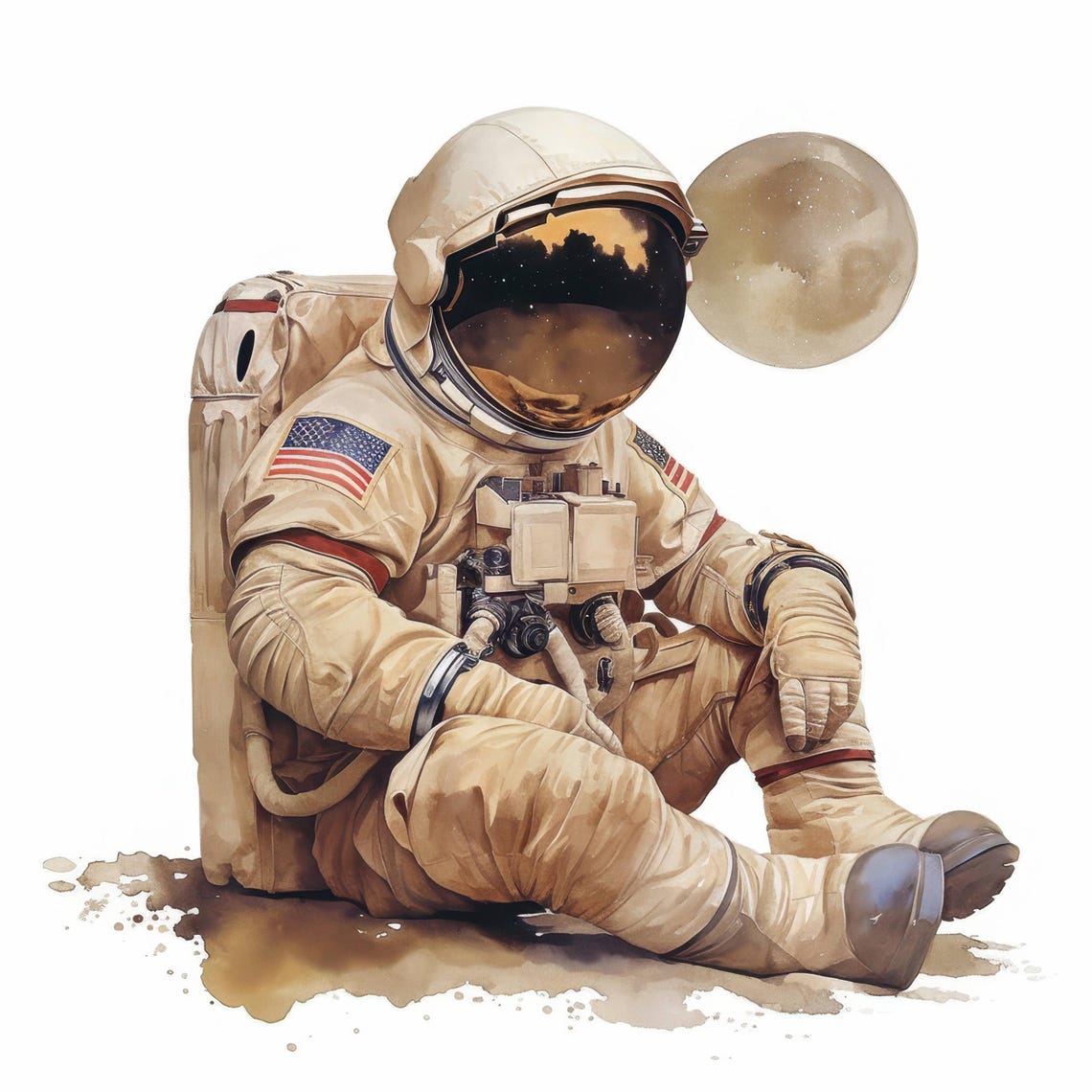 12 Astronaut Hugging Moon Clipart Bundle, Space Love Illustration ...