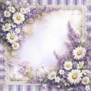 Purple Floral Fancy Paper Clip Art Bundle 12 High Res Watercolor Jpgs ...